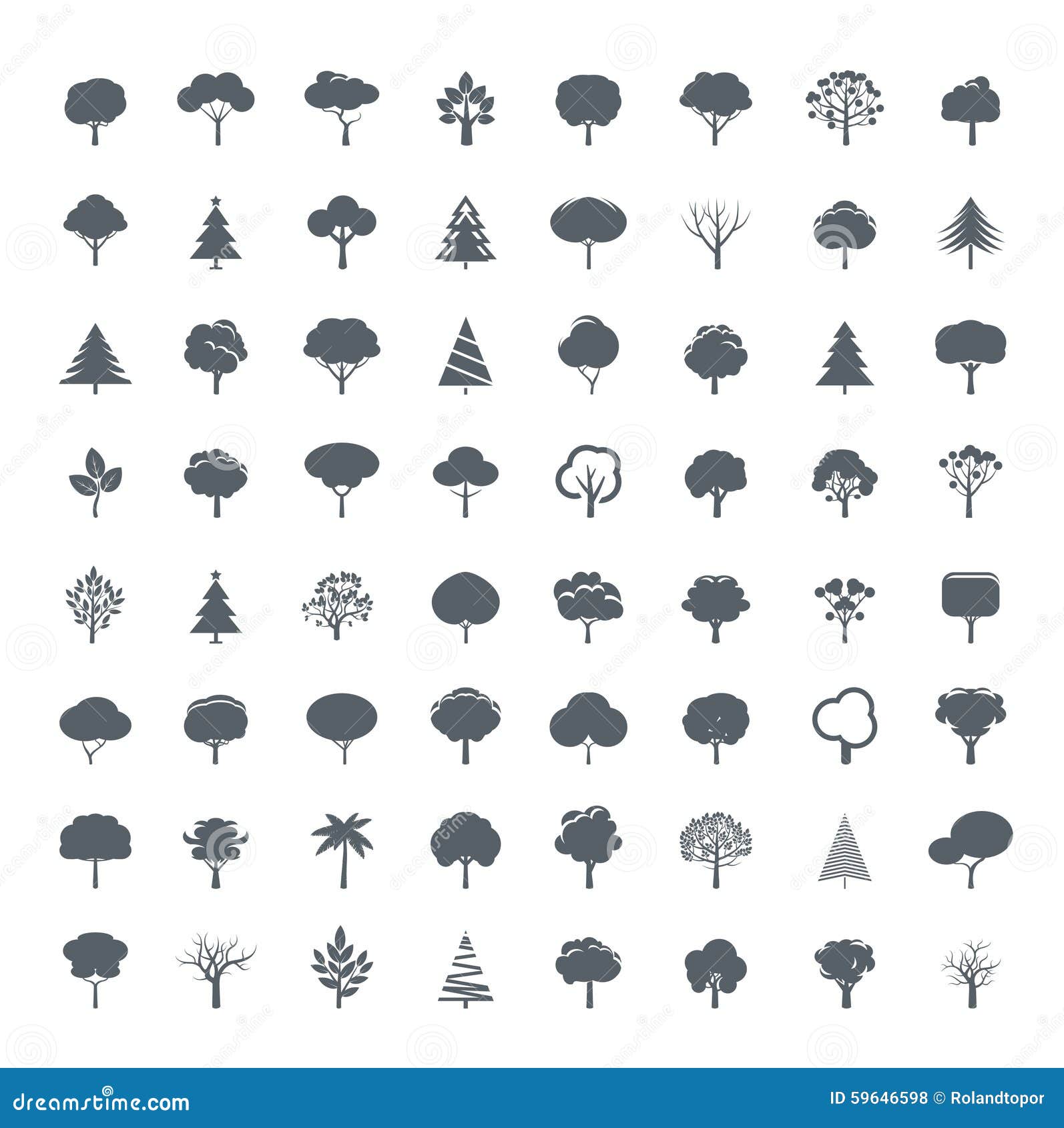 Collection of Grey Trees. stock illustration. Illustration of natural ...