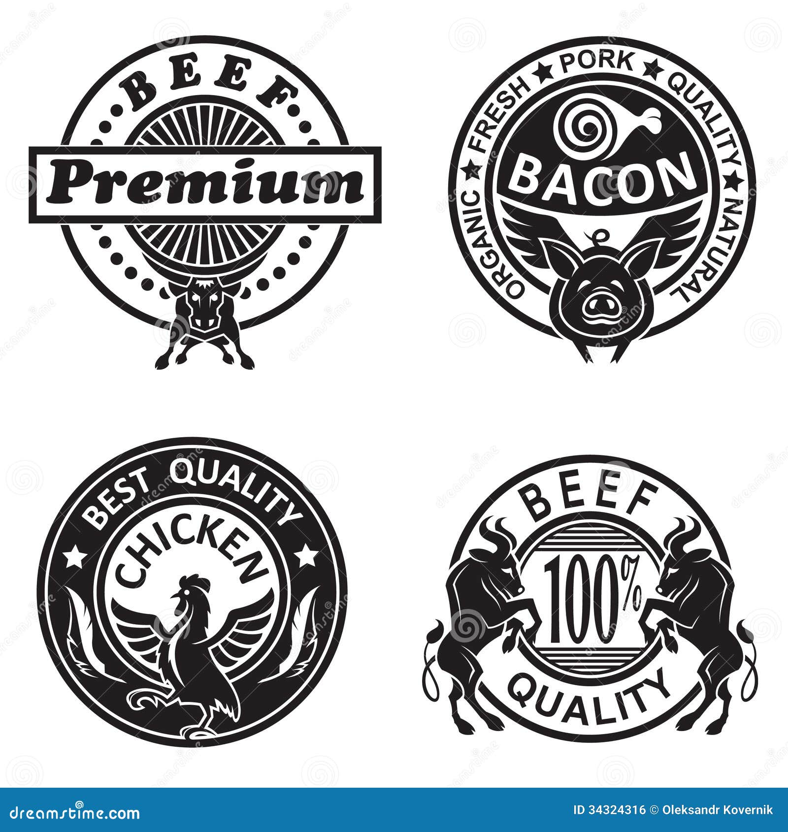BBQ Collection. Set Of Grill Steak Labels, Badges And Emblems. Fresh ...