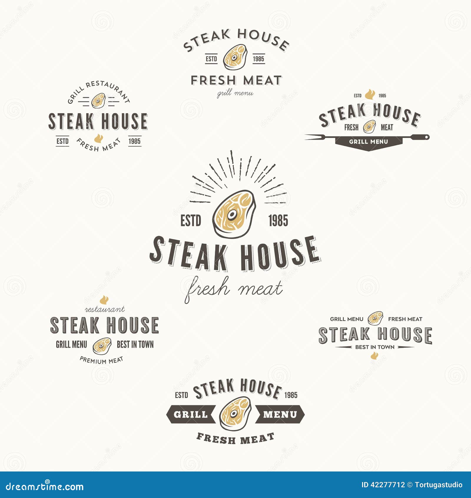 Collection of Grill Steak Labels, Badges and Design Elements Stock ...
