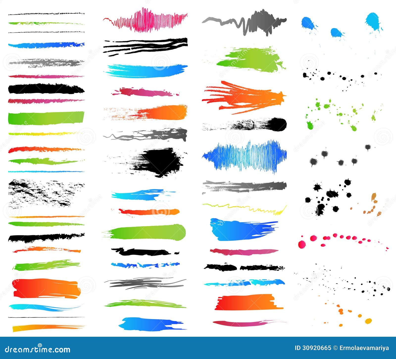 Collection of Grunge Colorful Elements. Vector Stock Vector ...