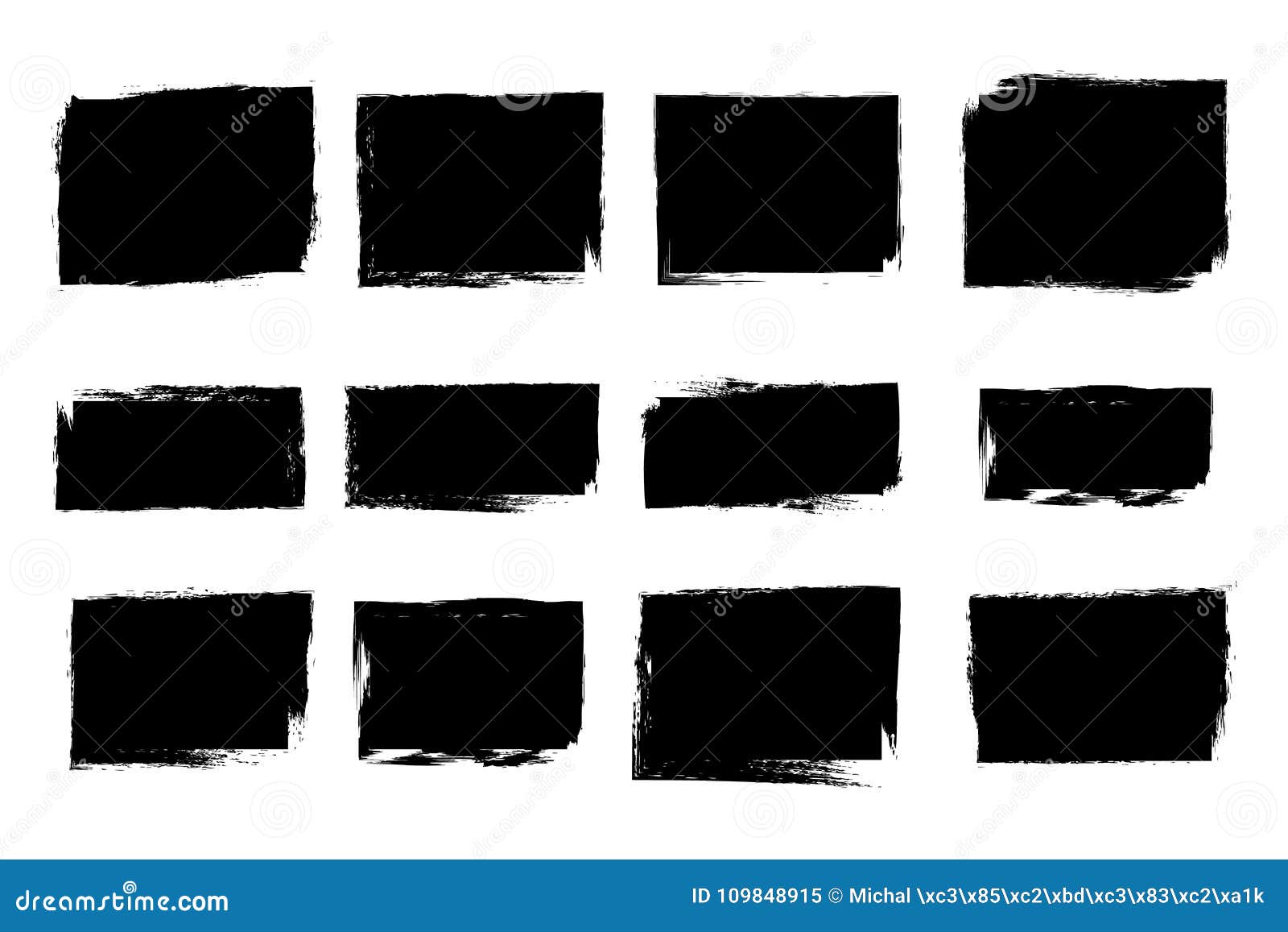 Set of Grunge Rectangle Borders and Frames, Vintage Illustration Stock ...