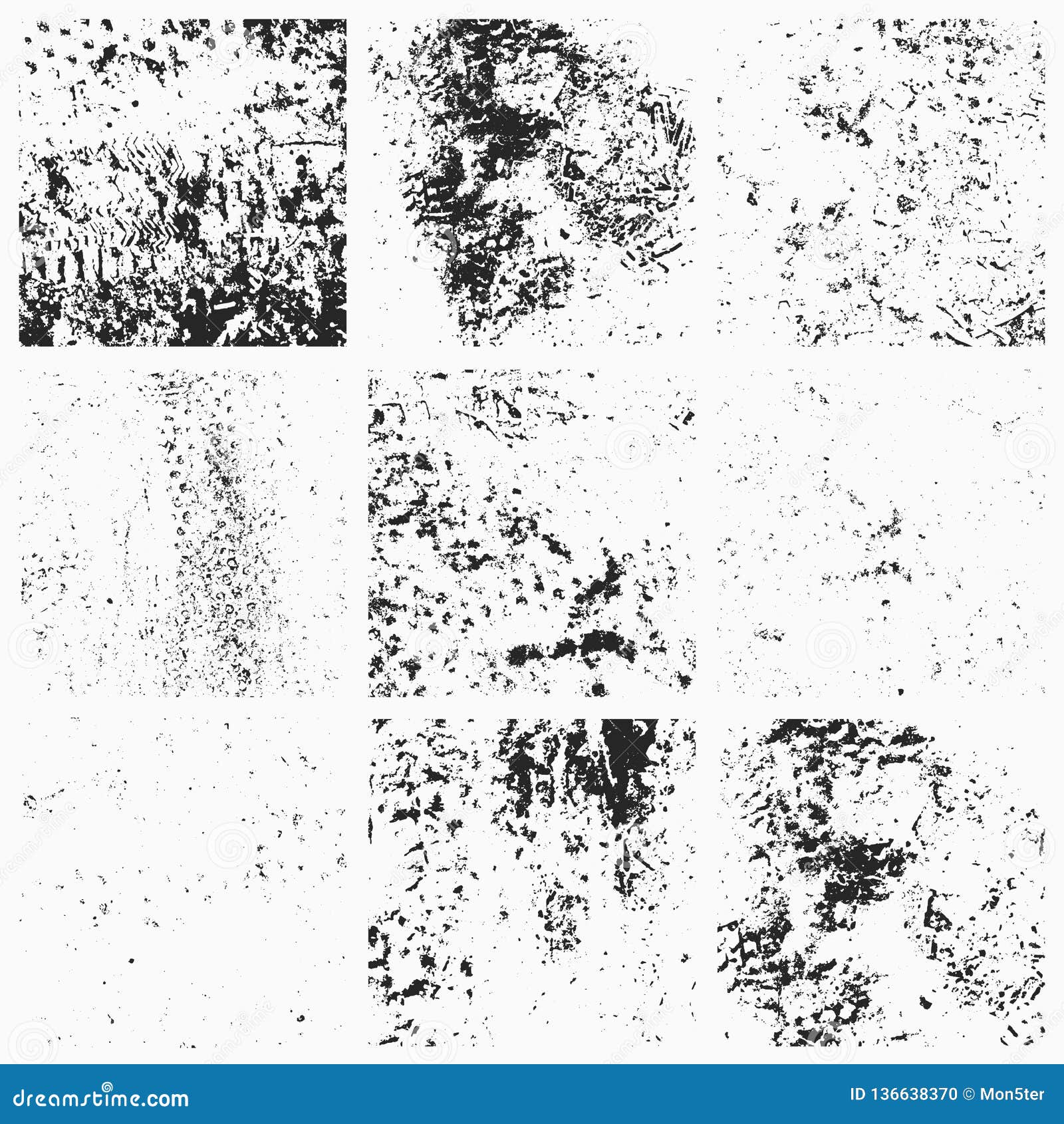 Collection of Grunge Textures. Vector. Stock Vector - Illustration of ...