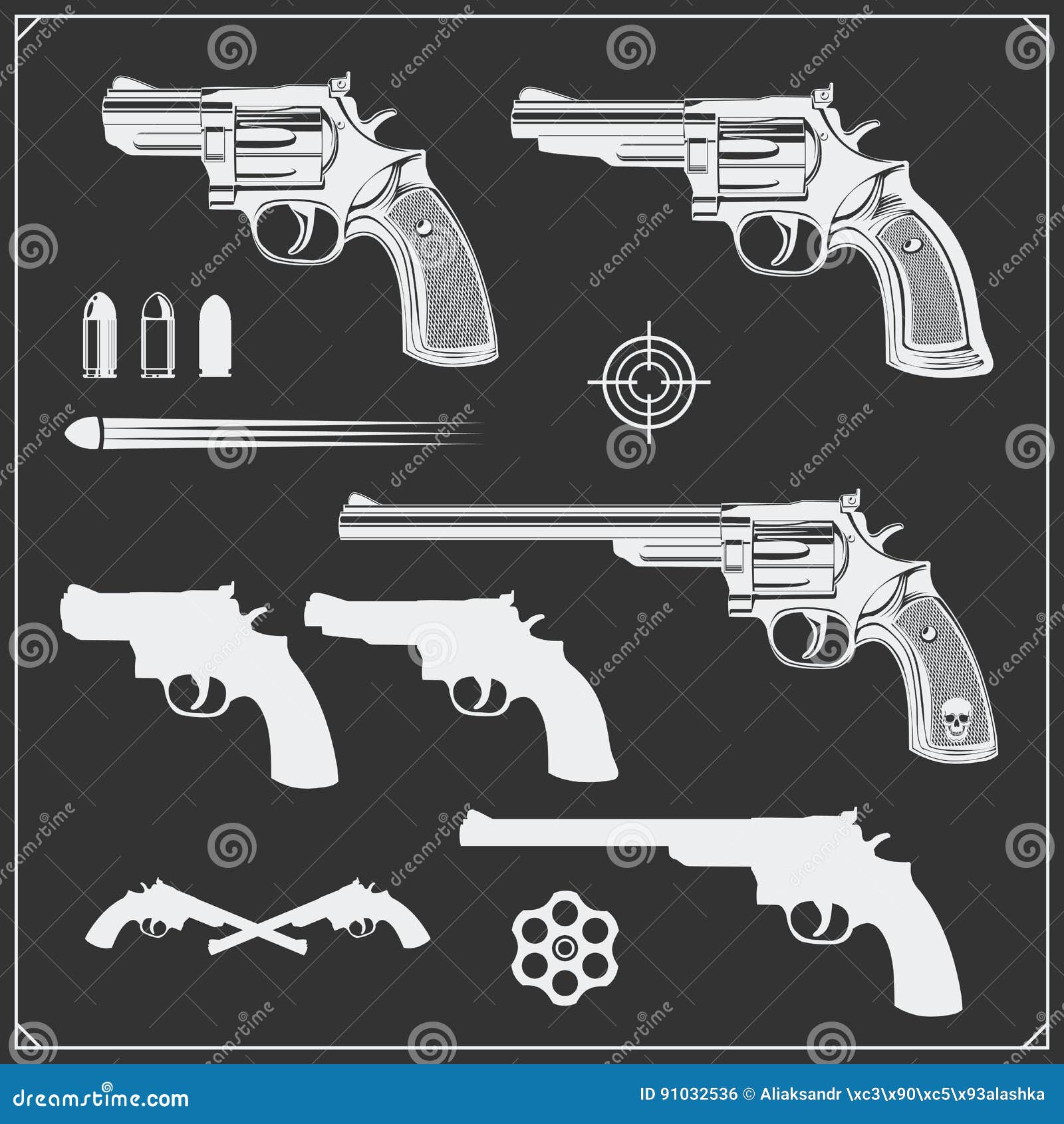 Two Big Revolvers Vector Illustration | CartoonDealer.com #89027094
