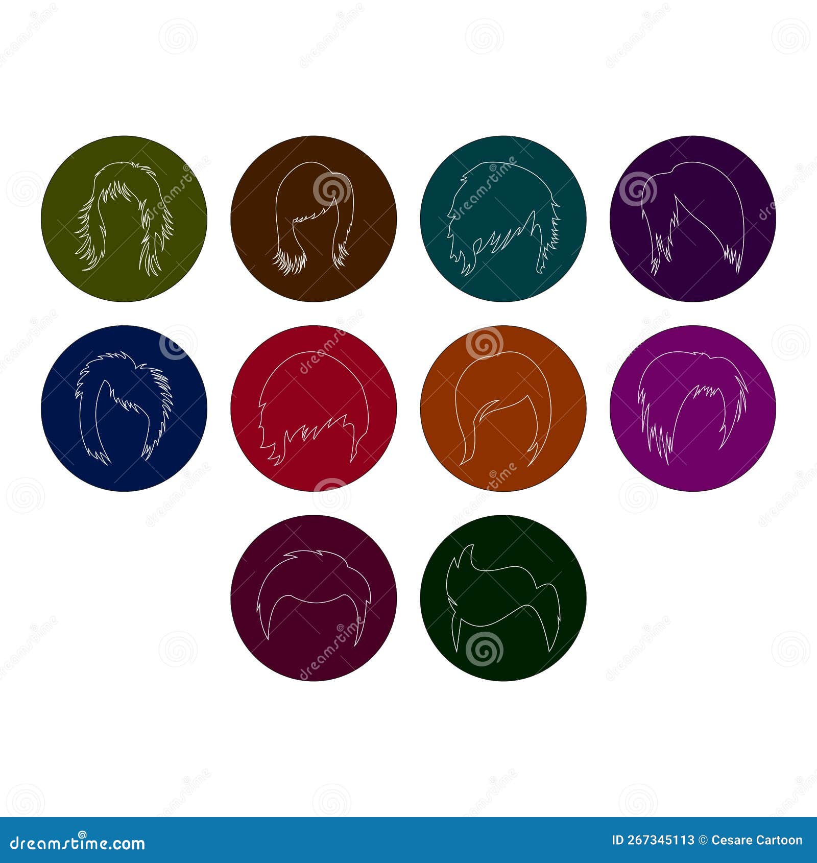 Hairstyle icon set stock vector. Illustration of messy - 267345113