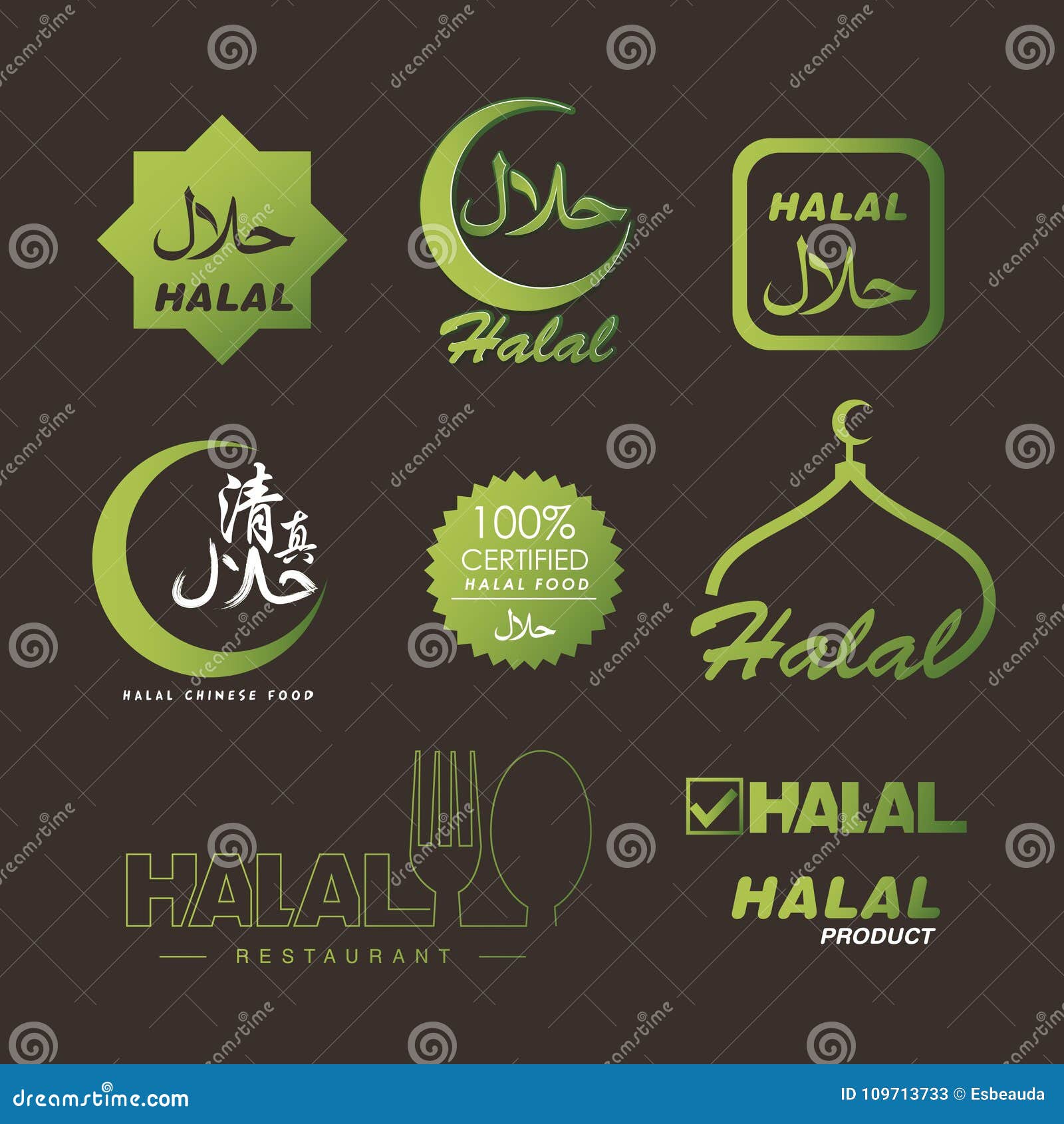 Collection of Halal Logo or Symbol Stock Vector - Illustration of ...