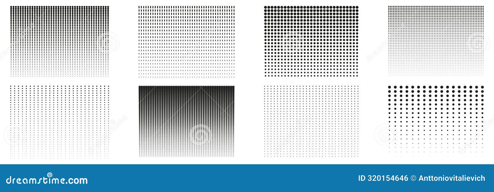 Collection of Halftone Dot Pattern Background. Monochromatic Halftone ...