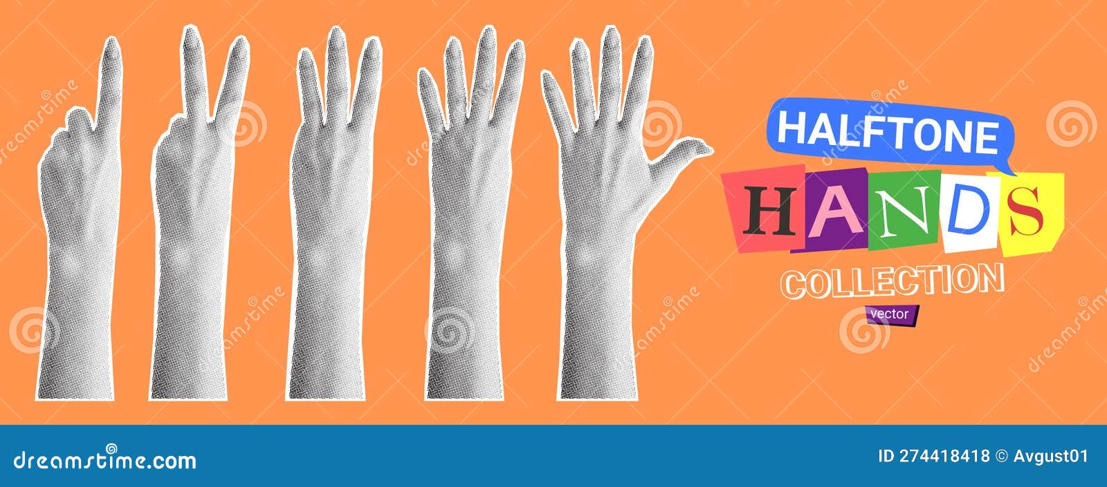 Collection of Halftone Hands Stock Vector - Illustration of gesture ...