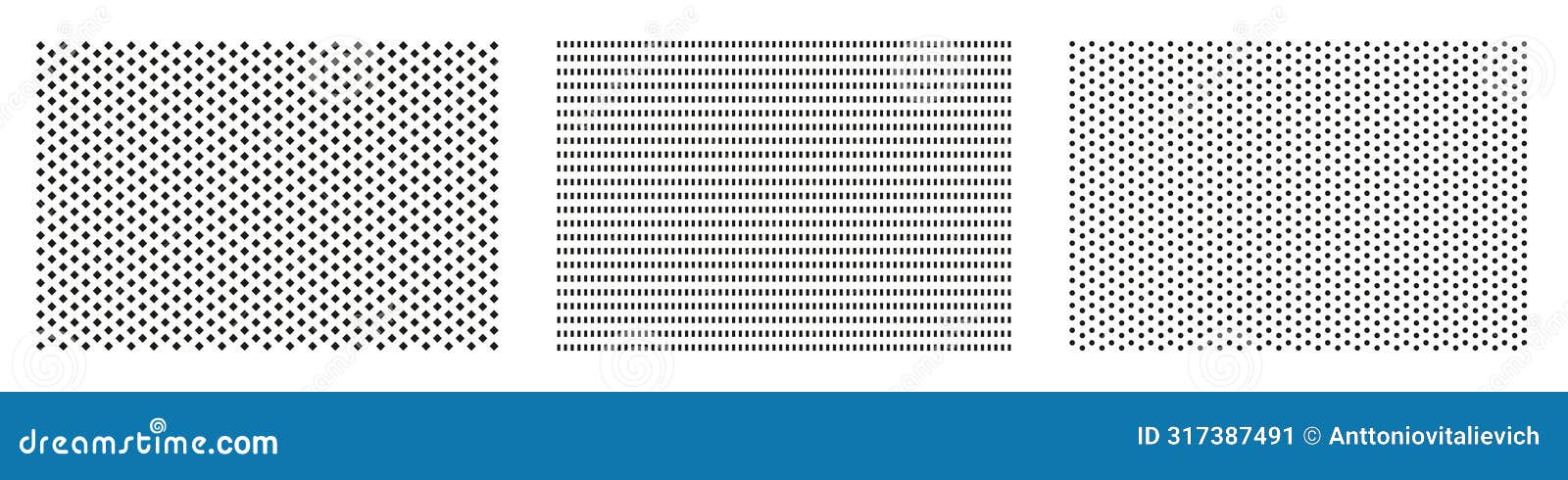 Collection of Halftone Patterns with Varying Dot Sizes. Isolated Vector ...