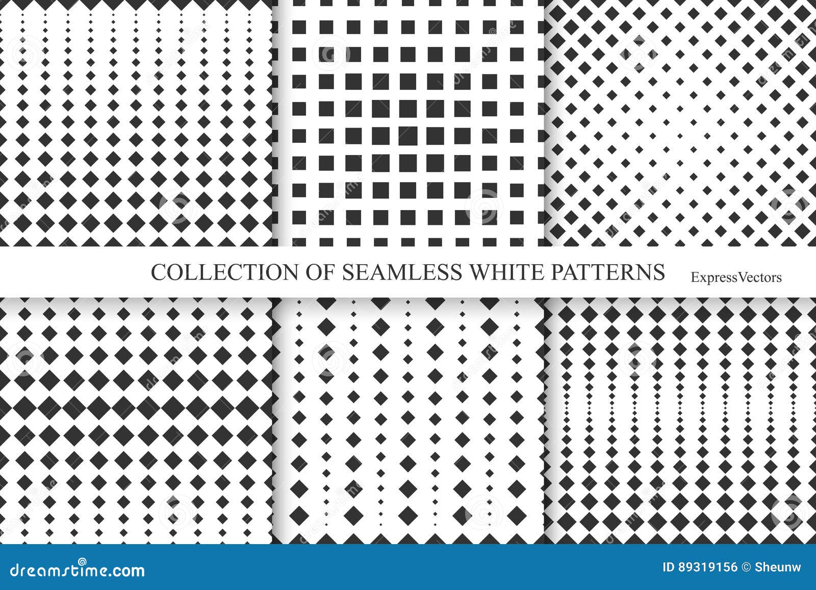 Collection of Halftone Seamless Geometric Patterns. Stock Vector ...