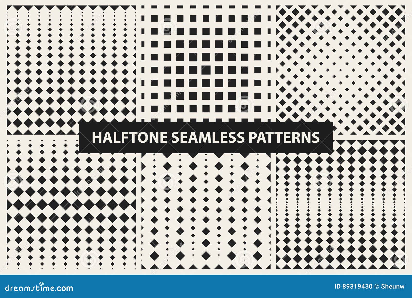 Collection of Halftone Seamless Geometric Patterns Stock Vector ...