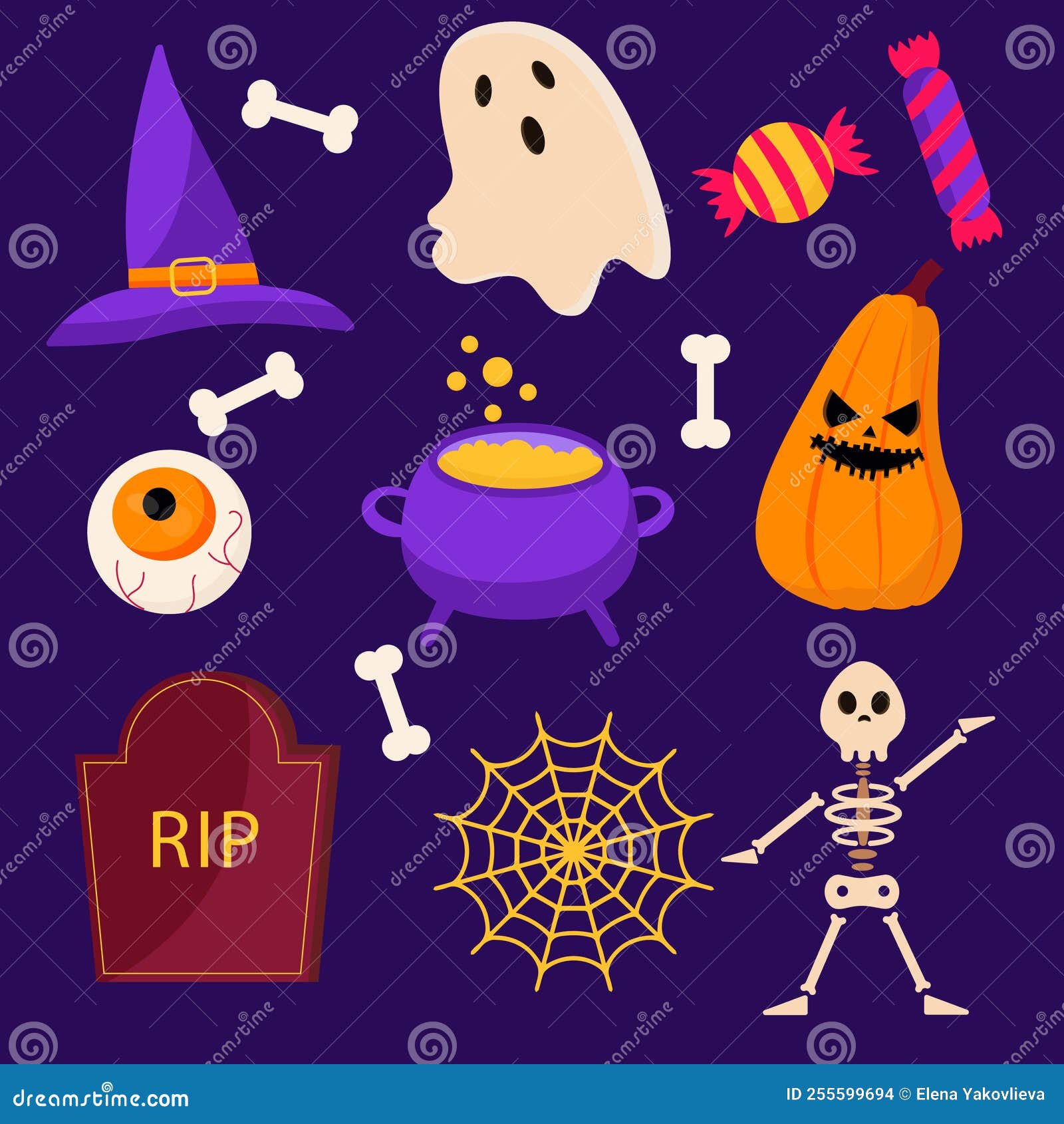 Collection of Halloween Elements. Vector Illustration Stock Vector ...