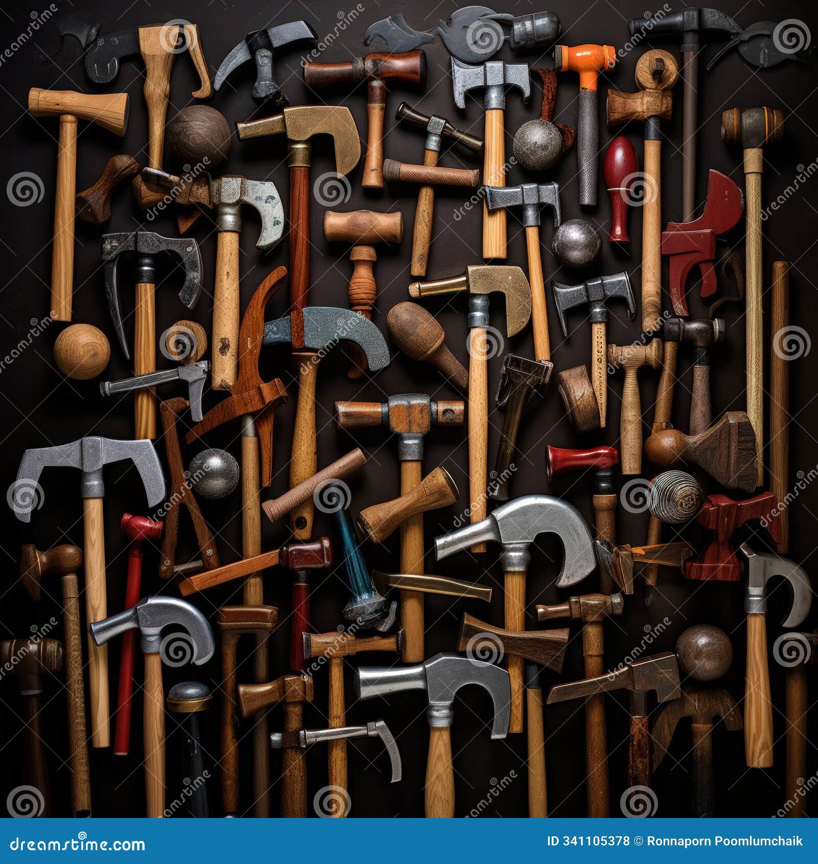 A Collection of Hammers and Mallets of Various Sizes and Shapes Stock ...