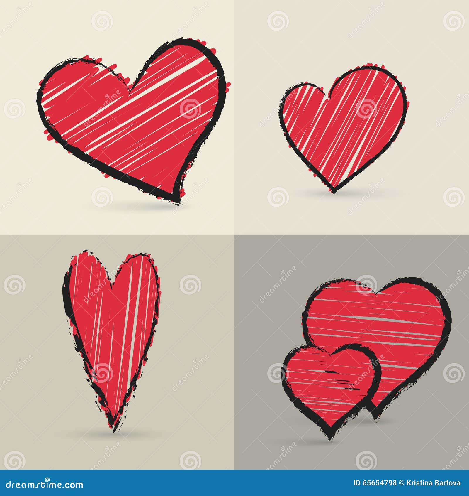 Collection of Hand Drawed Hearts Stock Illustration - Illustration of ...