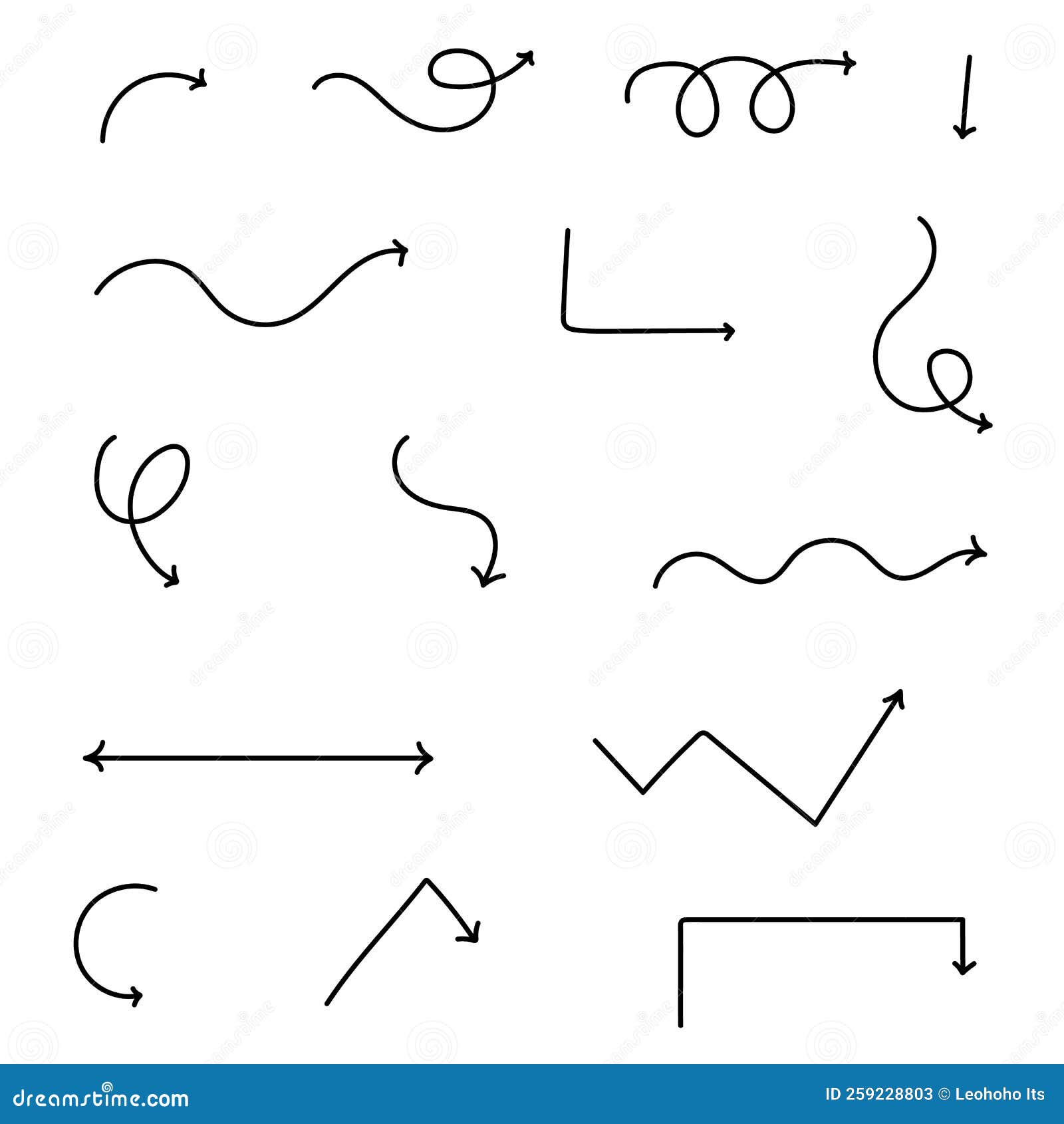 Collection of Hand-drawn Arrow Isolated on White Background Stock ...