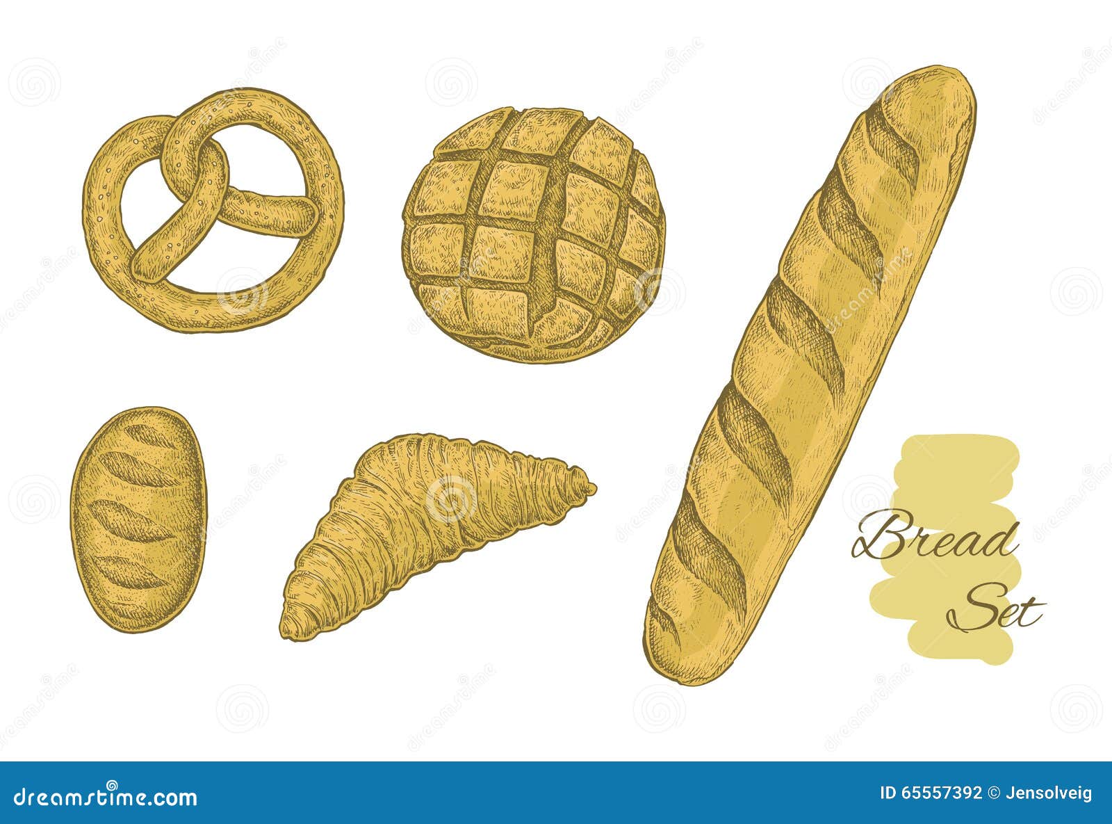 Collection of Hand Drawn Bakery Objects Stock Vector - Illustration of ...