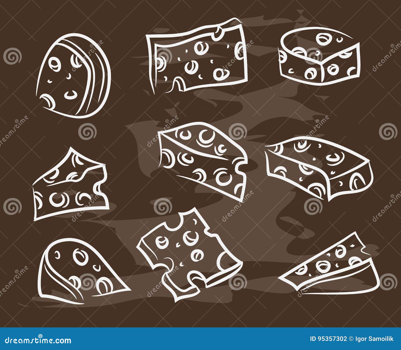 Collection of Hand-drawn Cheese on Blackboard. Retro Vintage Style ...