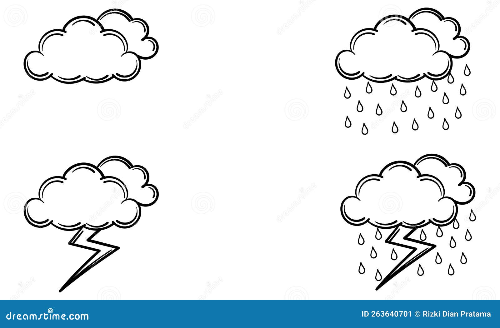 A Collection of Hand Drawn of Cloudy Clouds, Rain Clouds and ...