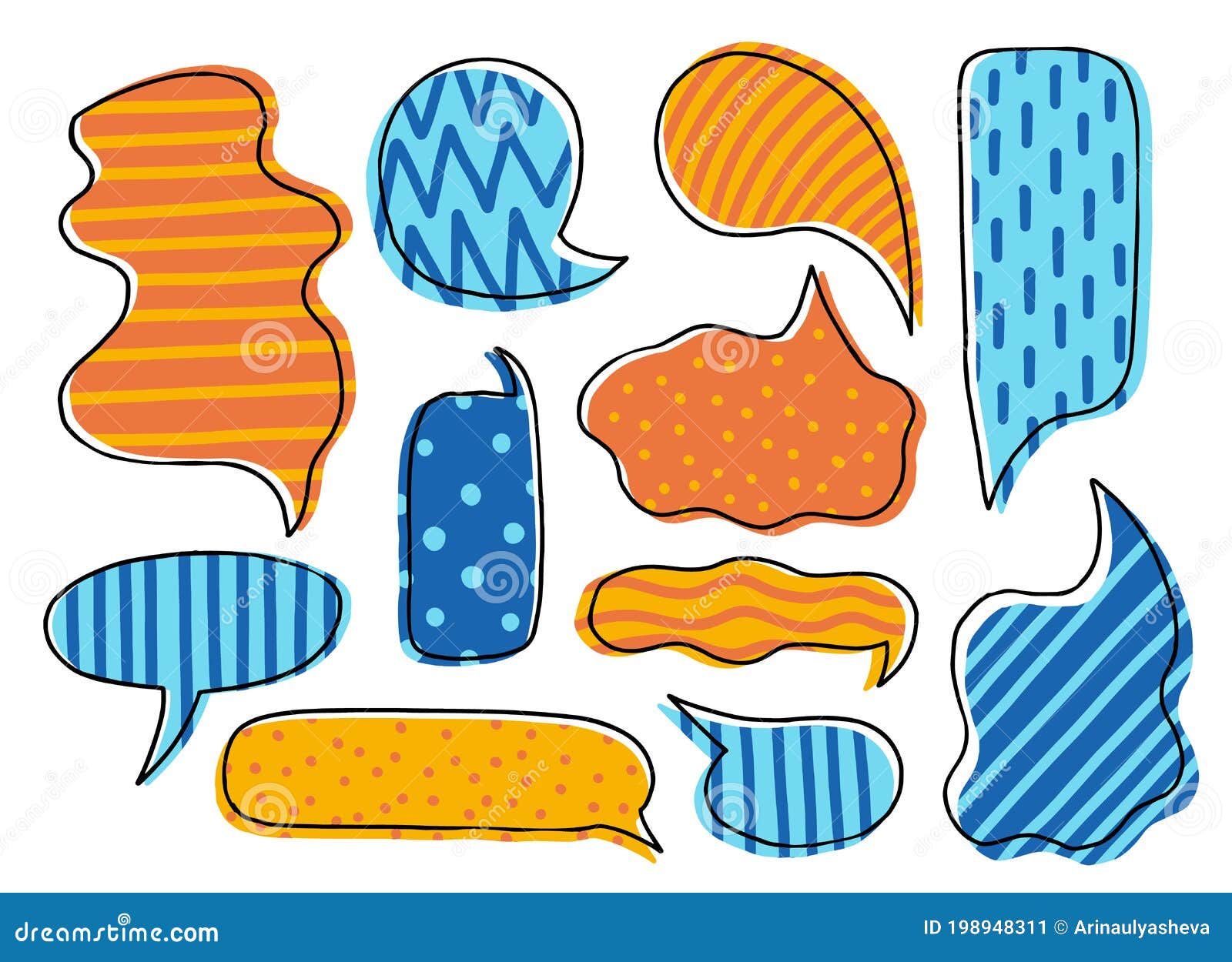 Collection Hand Drawn Communicate Speech. Design Element Business ...