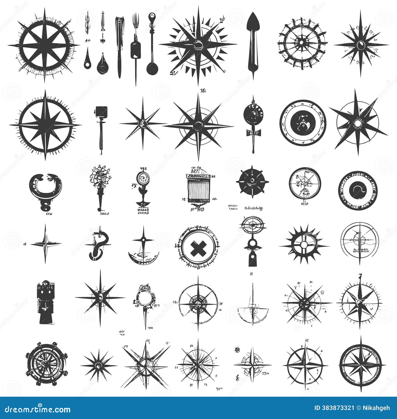 Nautical Symbols, Marine Inventory On Pink Tropical Background ...