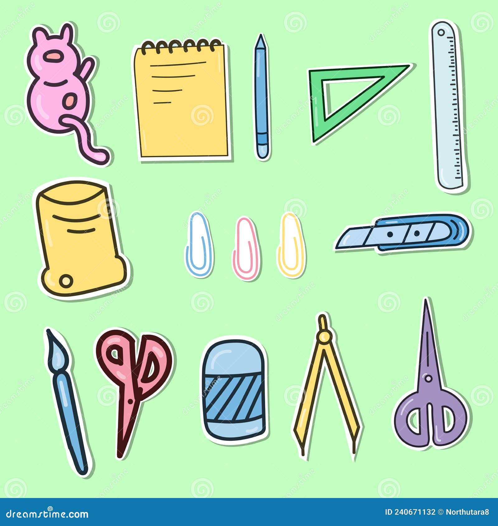 Collection of Hand Drawn Crafting Tool Sticker Stock Vector ...