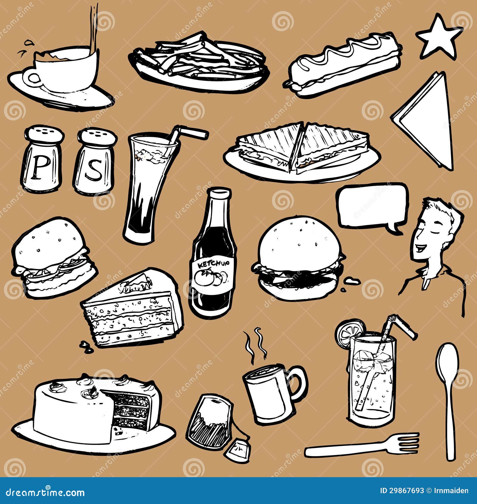 Cafeteria_Food_Elements stock vector. Illustration of dinner - 29867693