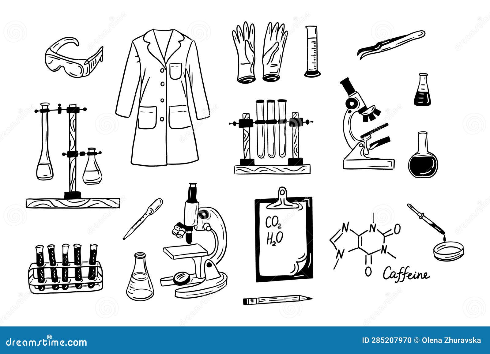 Collection of Hand Drawn Doodle Science Items Stock Illustration ...
