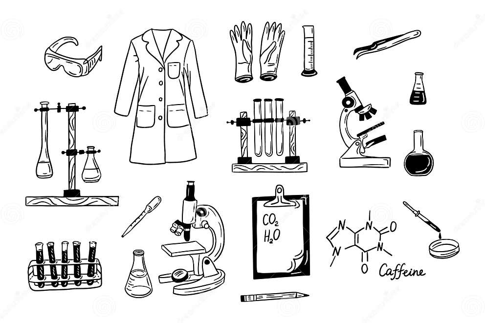 Collection of Hand Drawn Doodle Science Items Stock Illustration ...
