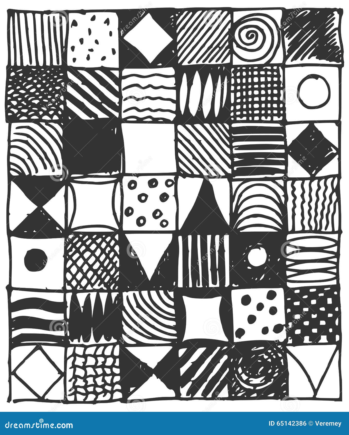 Collection of Hand Drawn Doodle Square Pattern Stock Vector ...