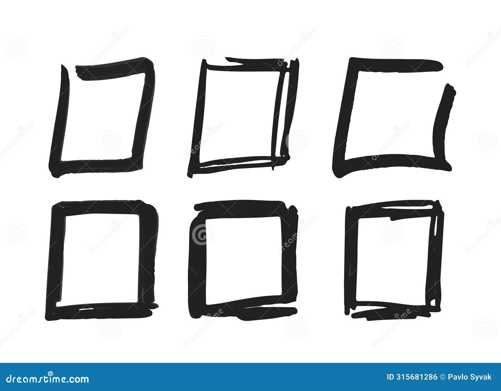 Collection Of Hand Drawn Doodle Squares, Vector Scribble Design ...