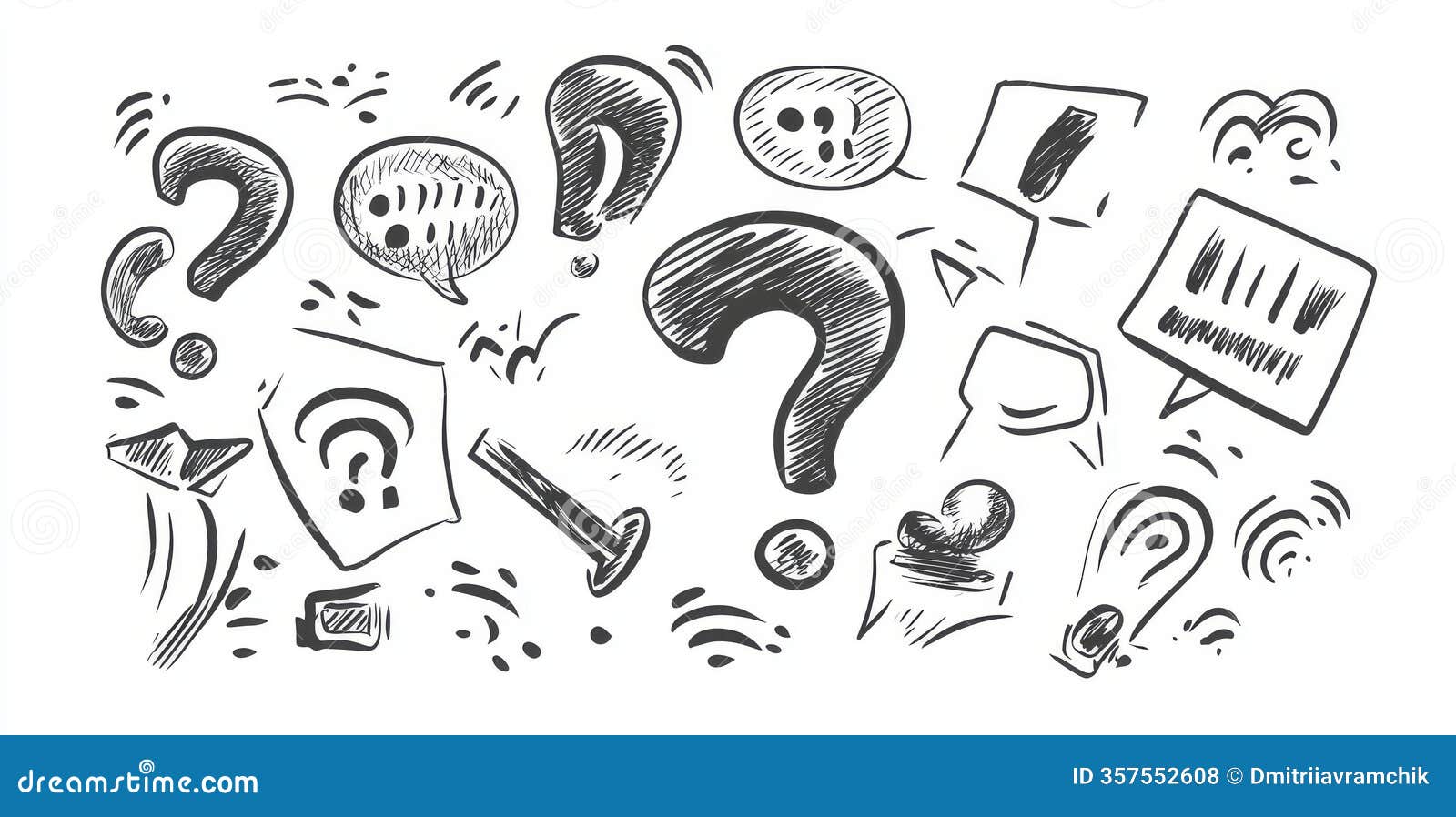 A Collection of Hand-drawn Exclamation Points and Question Marks in a ...