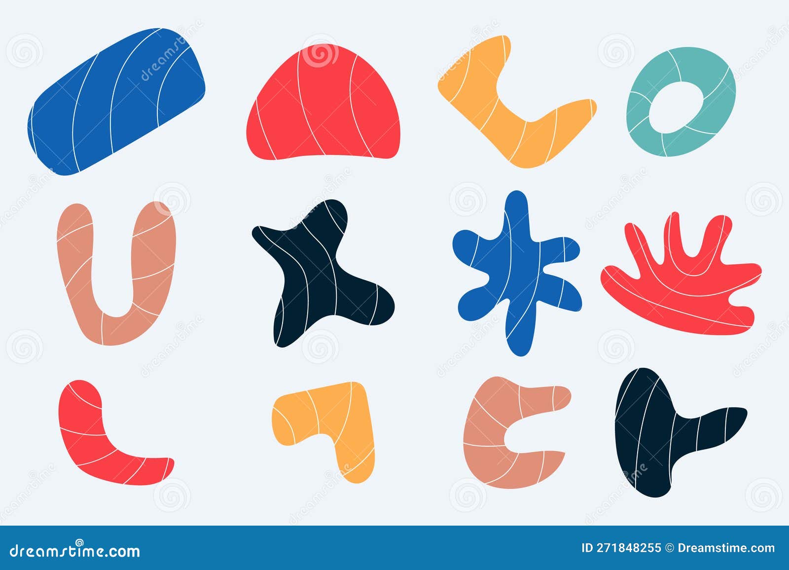 Collection of Hand Drawn Flat Abstract Shapes. Irregular Shape Stock ...