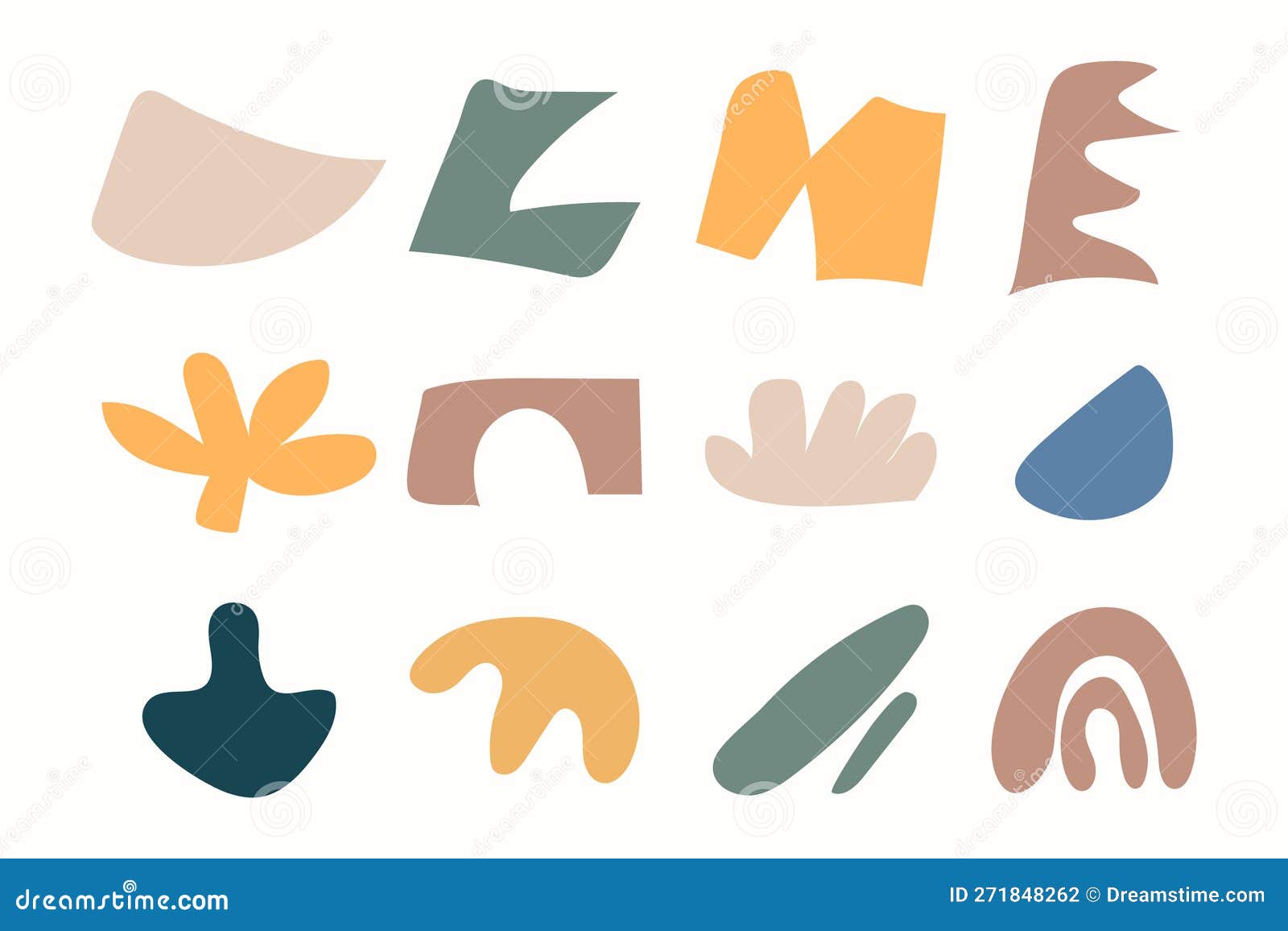 Collection of Hand Drawn Flat Abstract Shapes. Irregular Shape Stock ...
