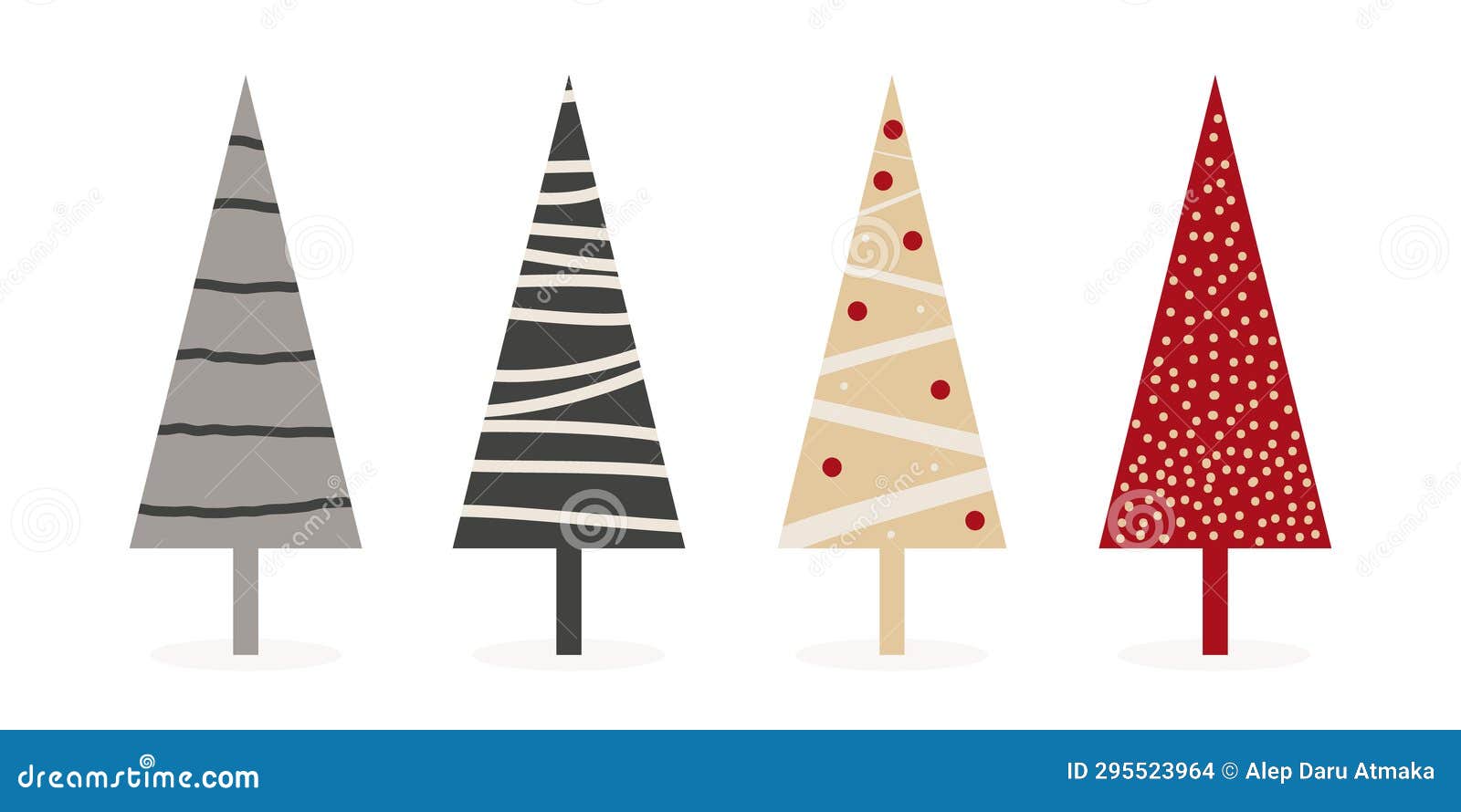 Collection of Hand Drawn Flat Christmas Trees. Vector Illustration ...