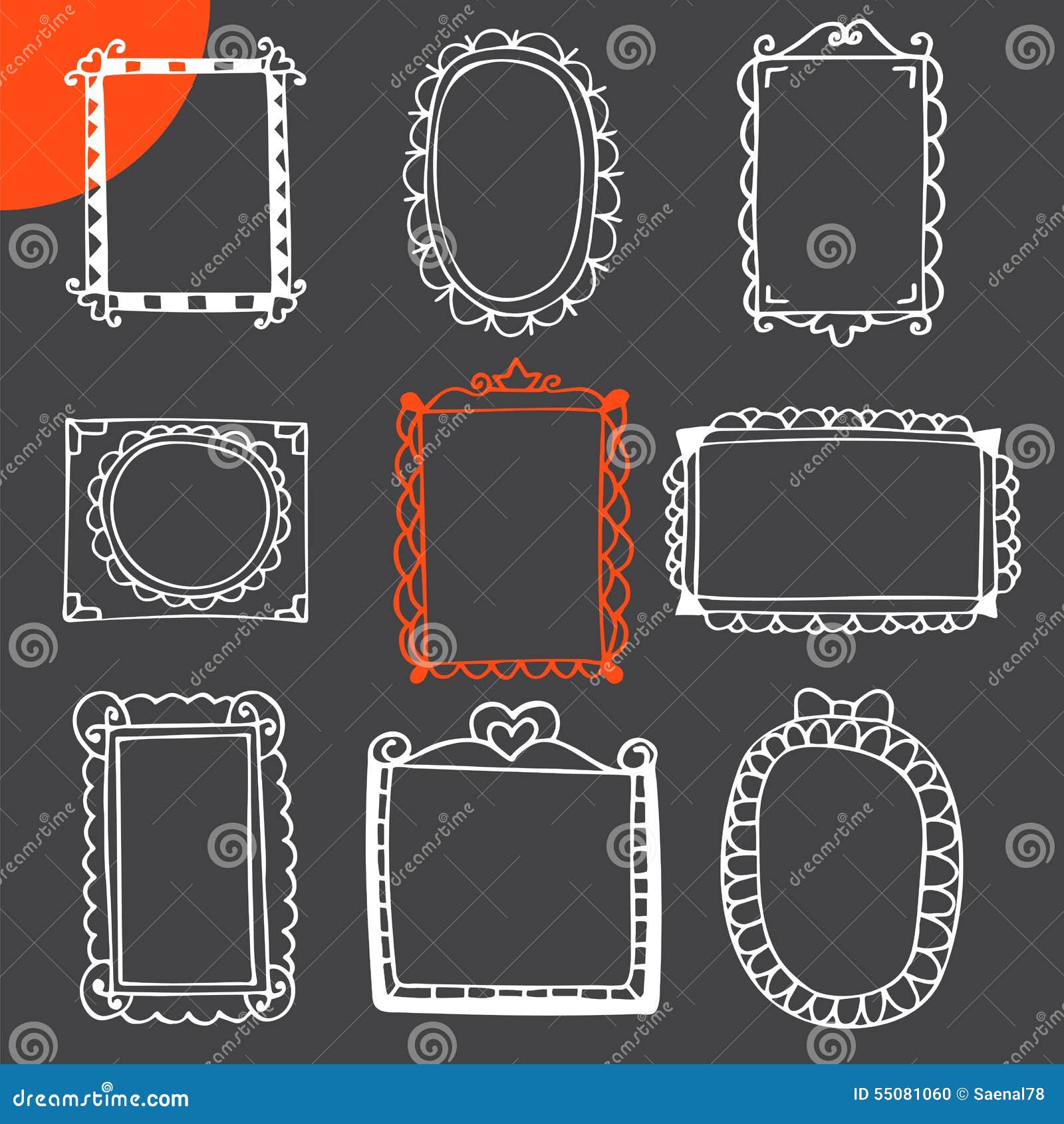 Collection of Hand Drawn Frames. Cute Photo Frames Stock Vector ...