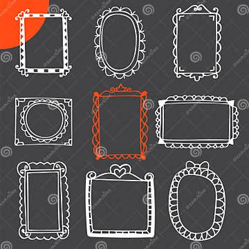 Collection of Hand Drawn Frames. Cute Photo Frames Stock Vector ...