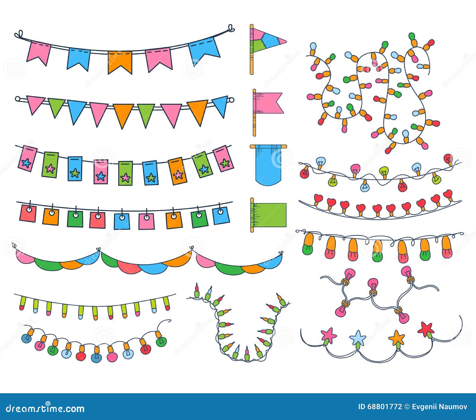 Collection of Hand Drawn Garlands Stock Vector - Illustration of ...