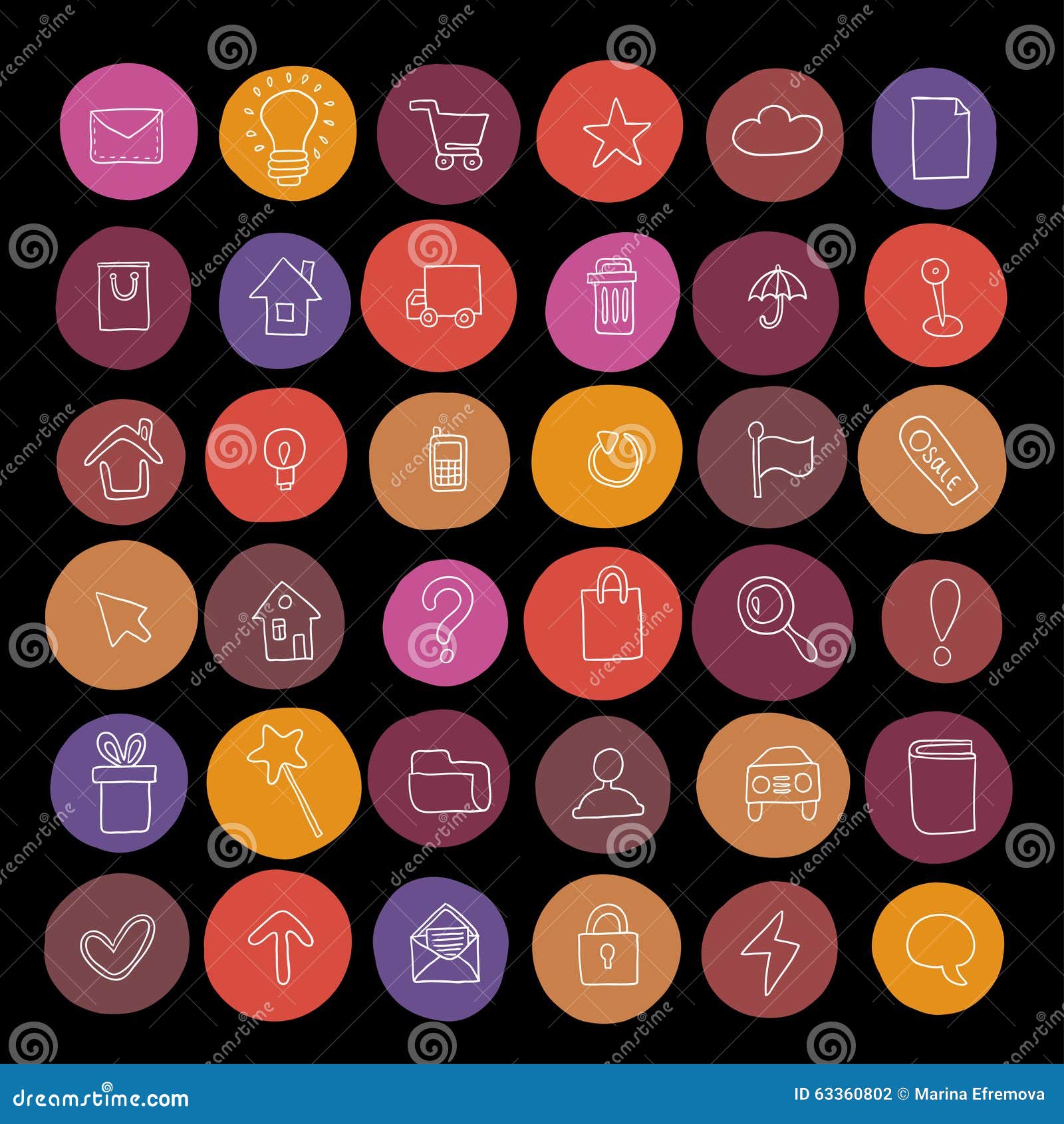 Collection of Hand Drawn Icons. Stock Vector - Illustration of note ...