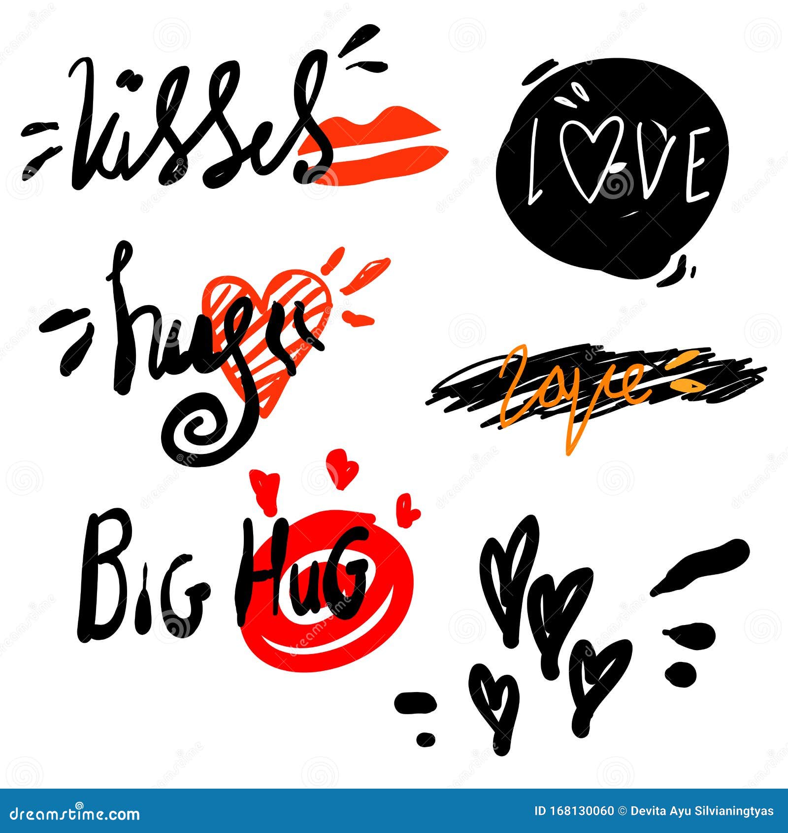 Collection of Hand Drawn Label Text Typography in Doodle Style Stock ...