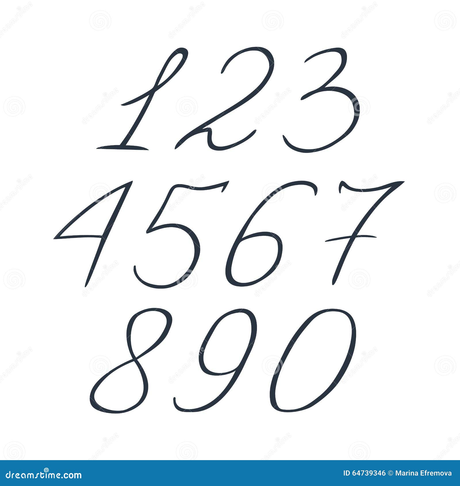 Collection of Hand Drawn Numbers. Stock Vector - Illustration of seven ...
