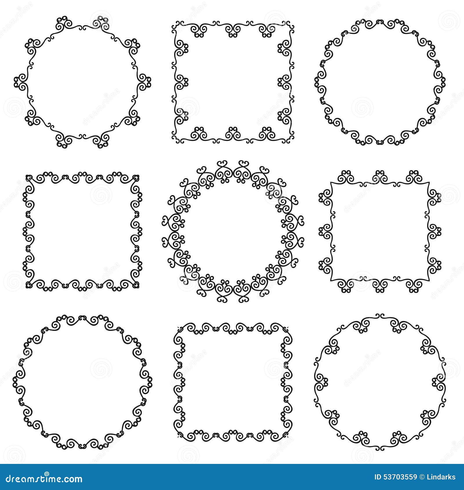 Collection of Hand Drawn Ornamental Frames Stock Vector - Illustration ...