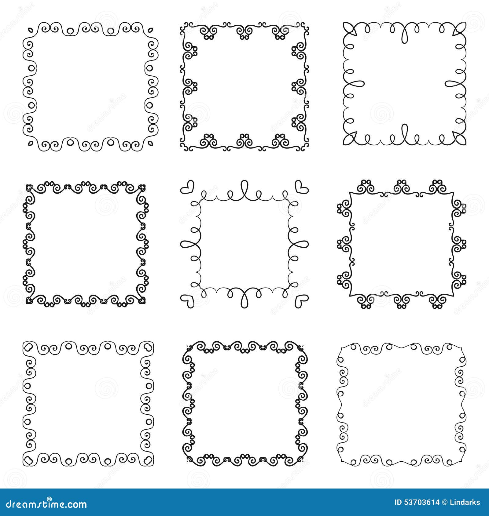 Collection of Hand Drawn Ornamental Square Frames Stock Vector ...