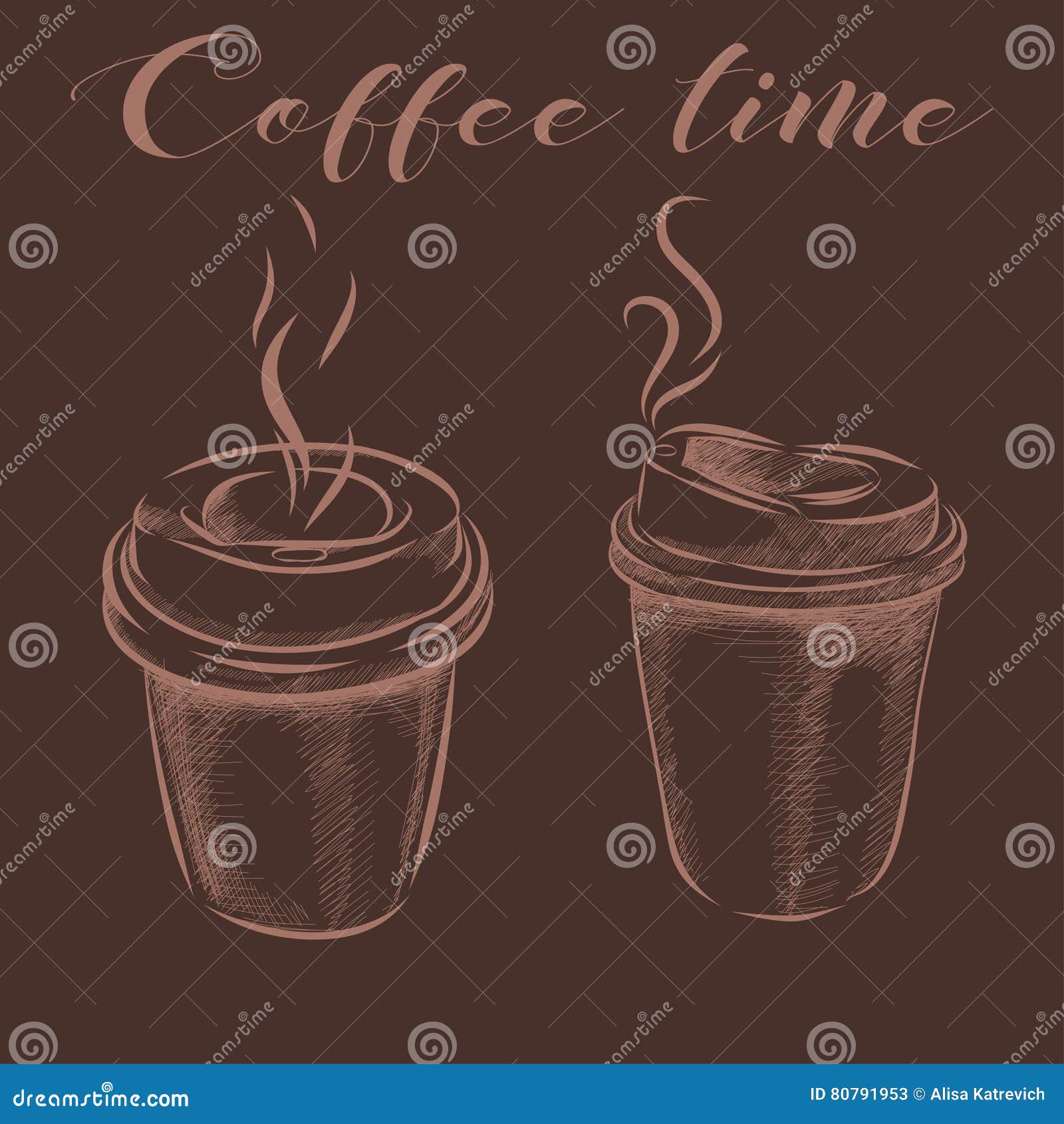 Collection of Hand-drawn Pictures Coffee Cups. Vector Stock Vector ...