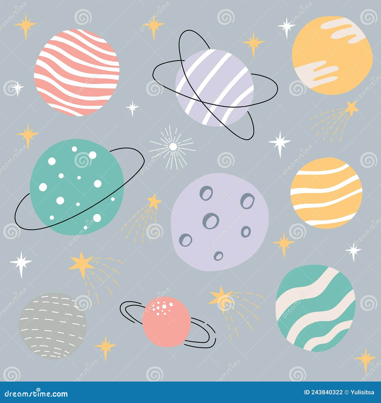 Collection of Hand Drawn Planets Stock Illustration - Illustration of ...
