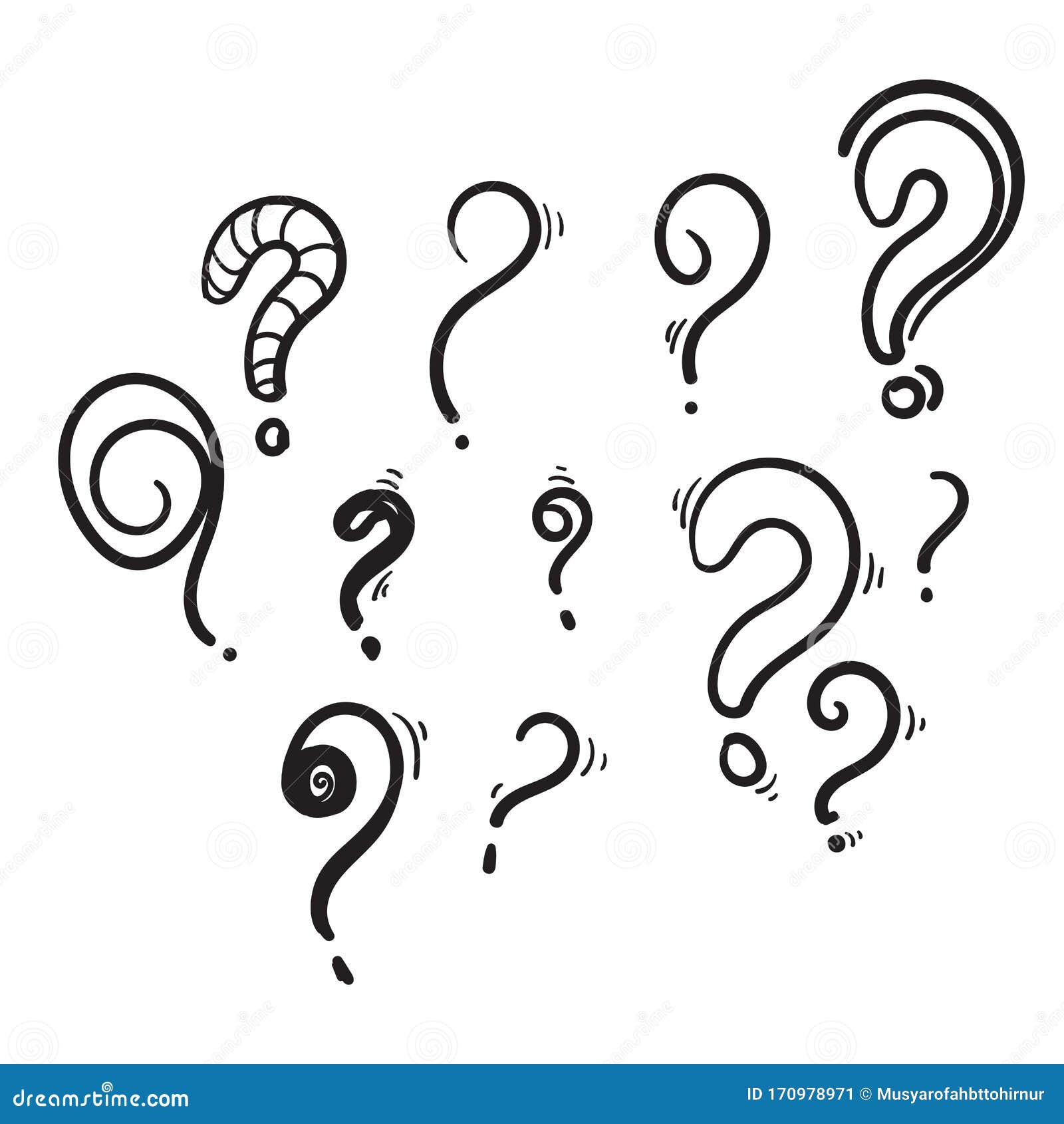 Collection of Hand Drawn Question Marks. Doodle Questions Marks Set ...