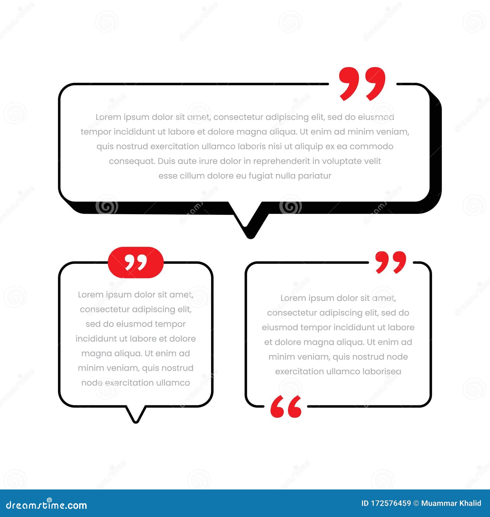 Collection of Hand Drawn Quotation Bulb. Isolated on White Background ...