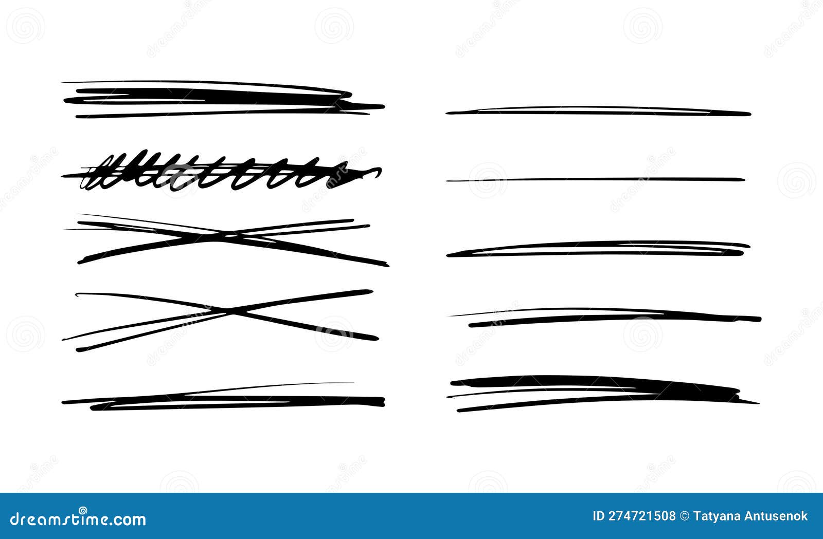 Collection of Hand Drawn Scribbles, Underline with Marker, Pen, Pencil ...