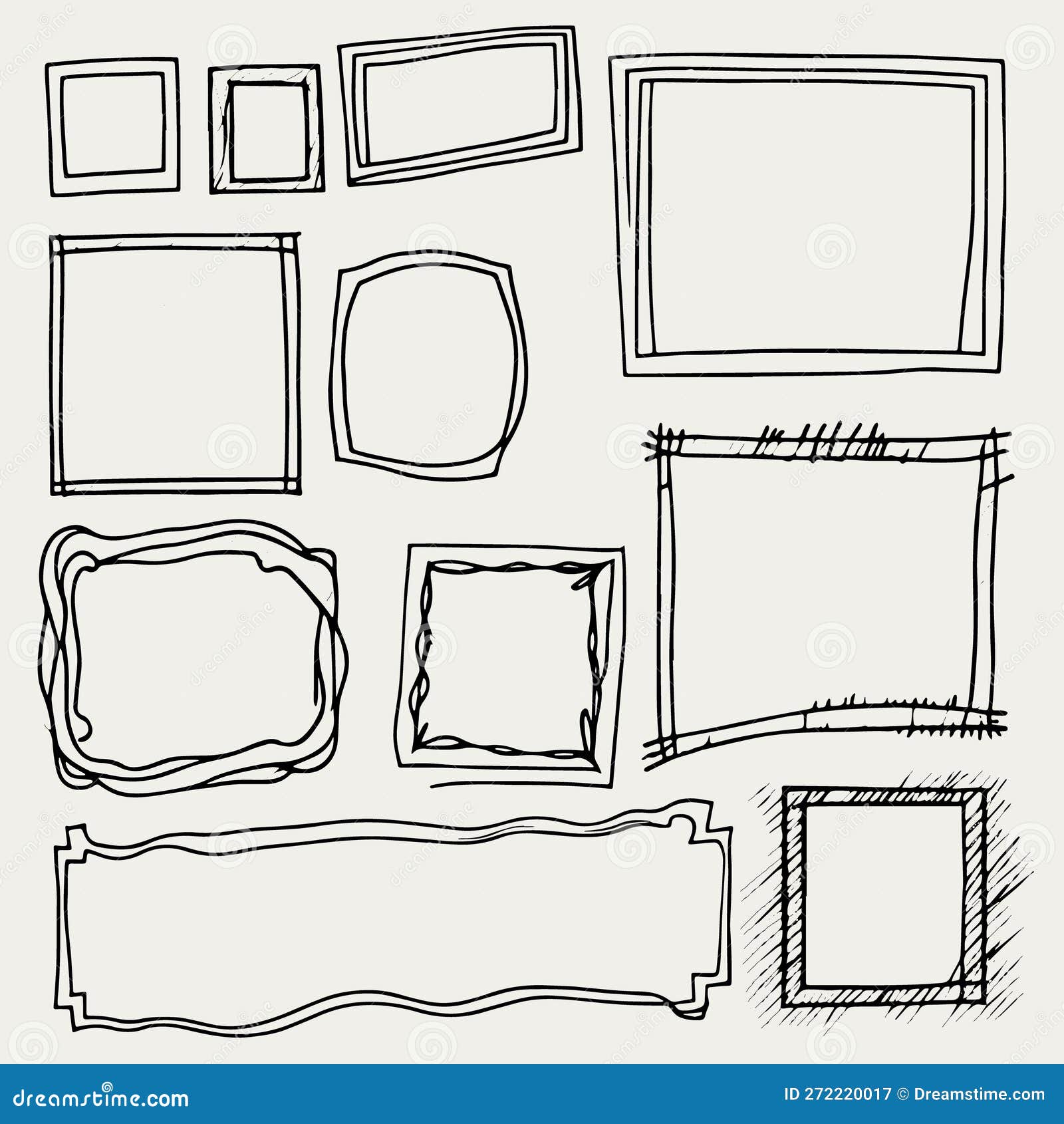 A Collection of Hand-drawn Sketched Frames Stock Vector - Illustration ...