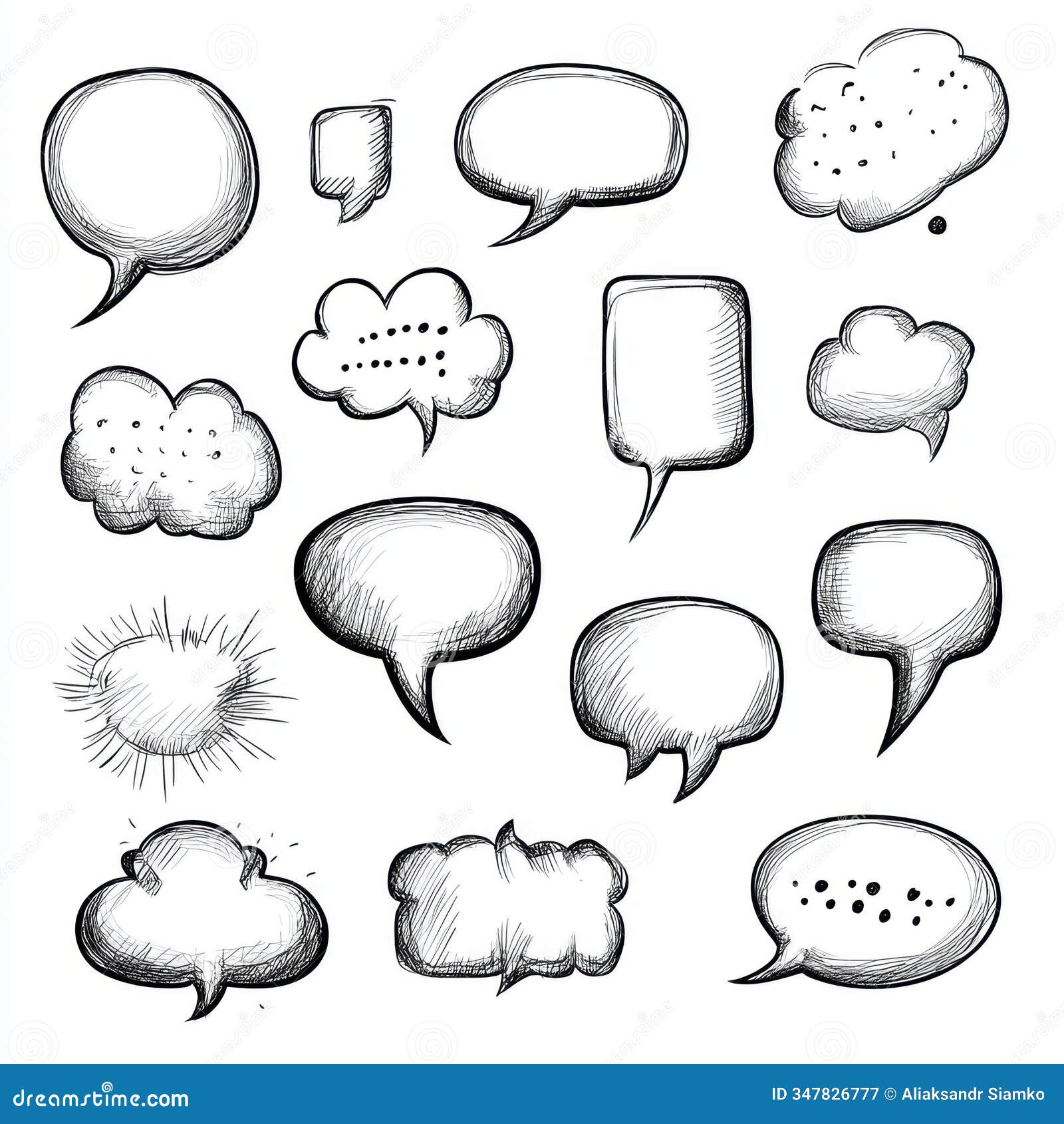 Collection of Hand-drawn Speech Bubbles in Various Styles Stock ...