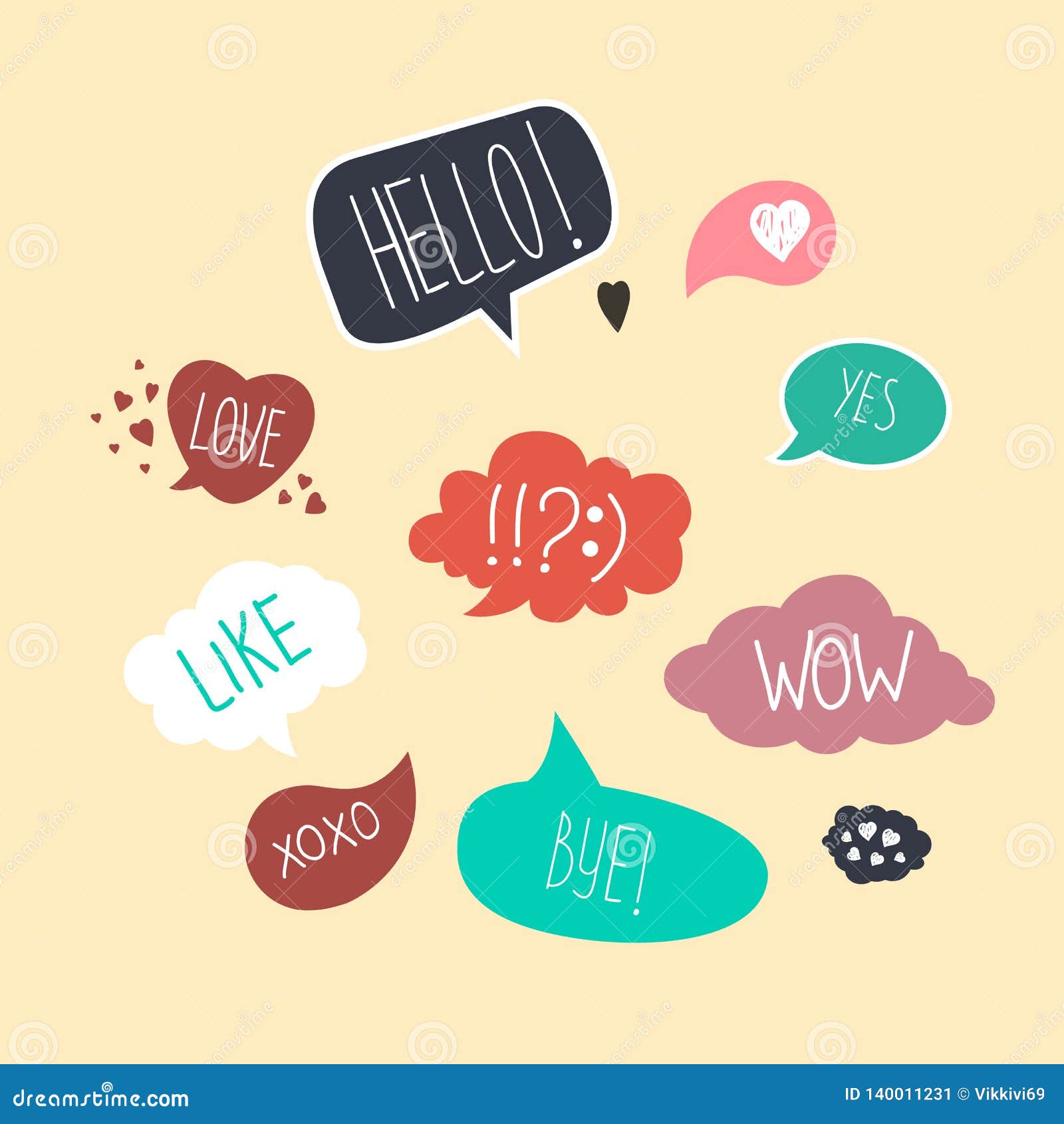 Collection of Hand Drawn Think and Talk Speech Bubbles Message. Trendy ...
