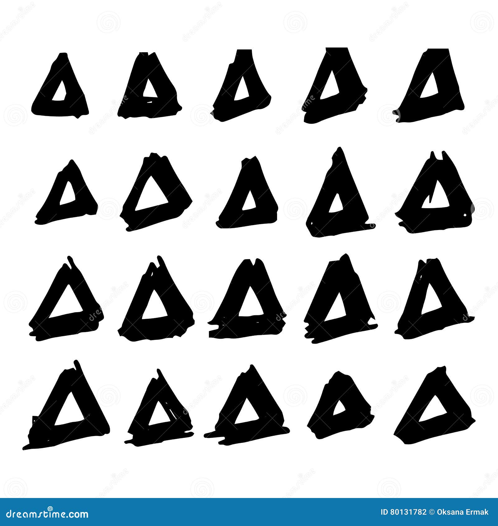 Collection of Hand Drawn Triangles Stock Vector - Illustration of draft ...